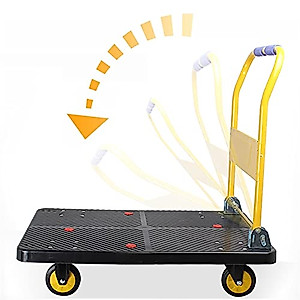 Foldable Platform Truck,Platform Hand Truck is Foldable with Swivel Casters and High Capacity for Loading and Storage,for Home, Garage, Office (Color : Thickened, Size : 73 * 48cm)