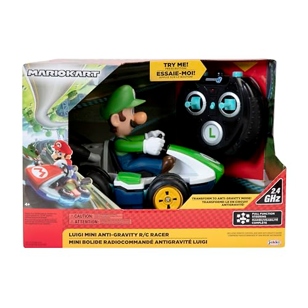 Super Mario 08988-PLY Nintendo Mario Kart 8 Luigi Mini Anti-Gravity Rc Racer 2.4Ghz, with Full Function Steering Create 360 Spins, Whiles & Drift Up To 100" Range - For Kids Ages 4 Plus