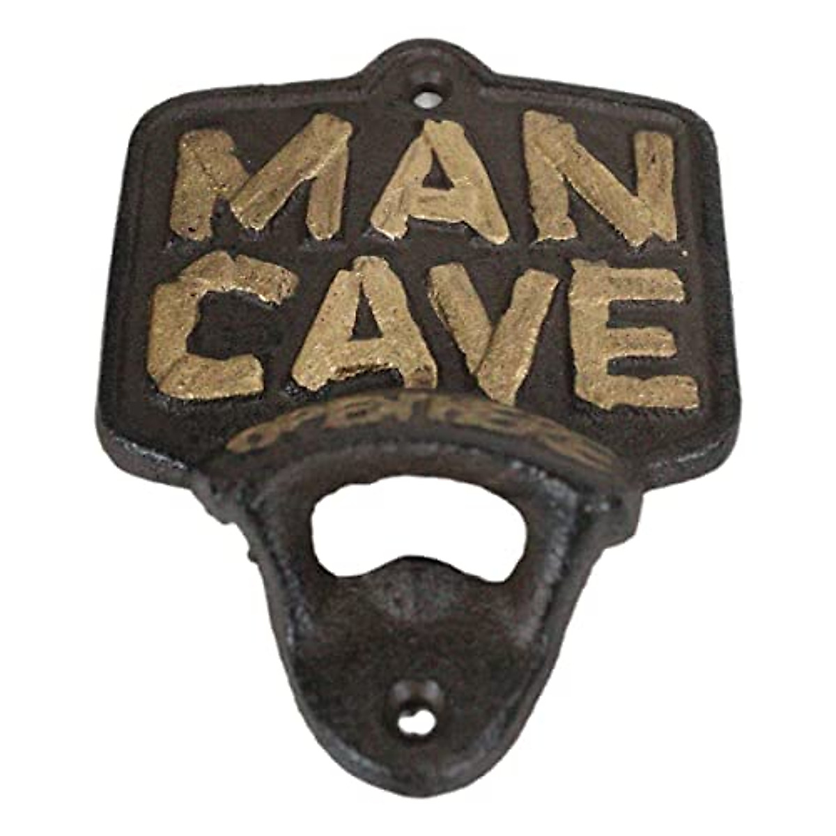 Ebros Gift Rustic Western Vintage Man Cave Open Here Cast Iron Rust Bronze Finish Metal Wall Soda Beer Bottle Cap Opener 5" High Home Office Cabin Lodge Country Ranch Home Party Accent (1)