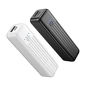 Miady 2-Pack Portable Charger 5000mAh, 3.45oz Lightweight Power Bank, 5V/2.4A Output & 5V/2A Input Battery Pack Charger, Mini Portable Phone Charger for iPhone, Samsung Galaxy and etc
