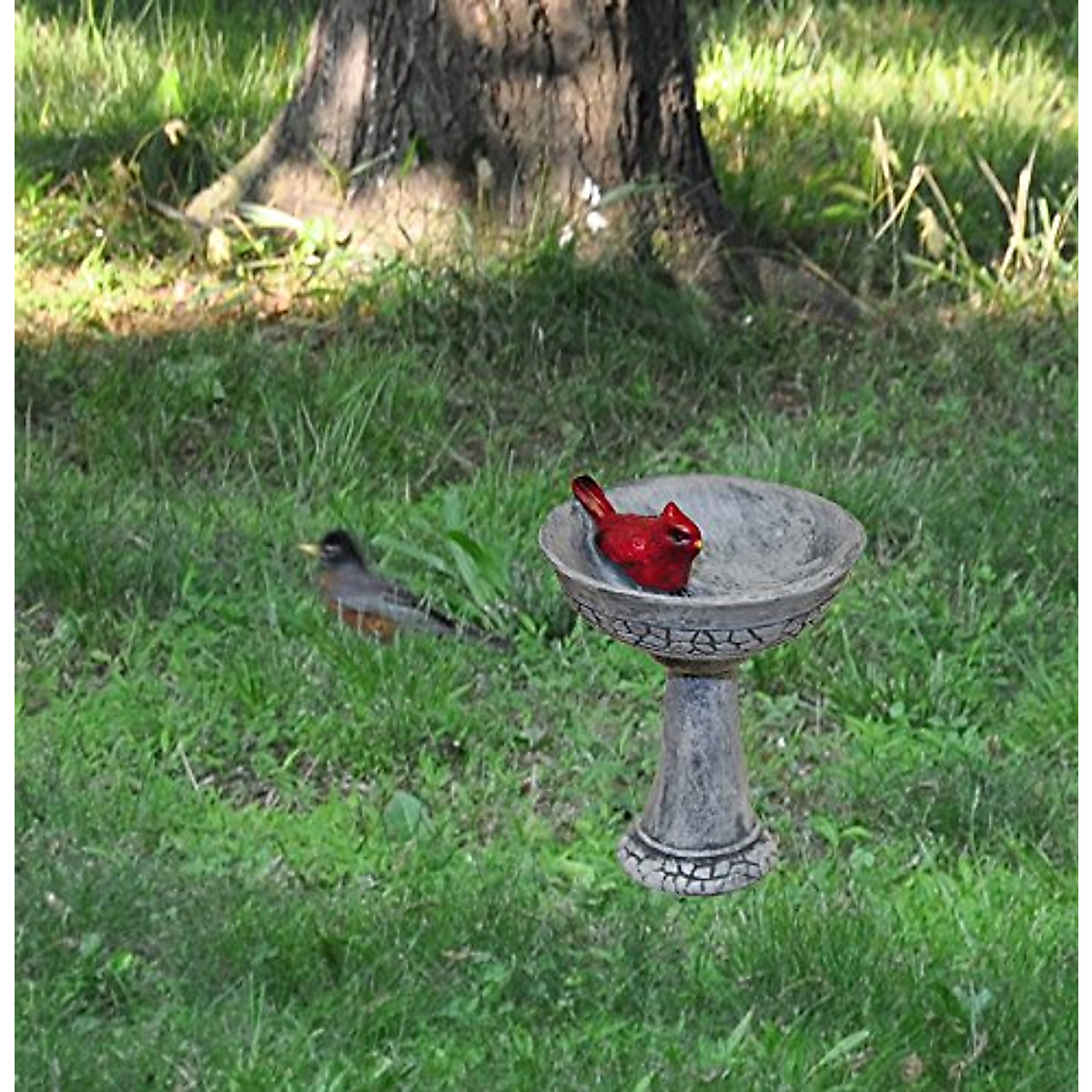 G & F Products MiniGardenn 10027 Fairy Garden Polyresin Miniature, Cardinal Birdbath Pick