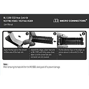 Micro Connectors M.2 SSD 5mm Low-Profile Heat Sink Compatible with PS5 and PC (NGFFM2-HS804-BK) Black