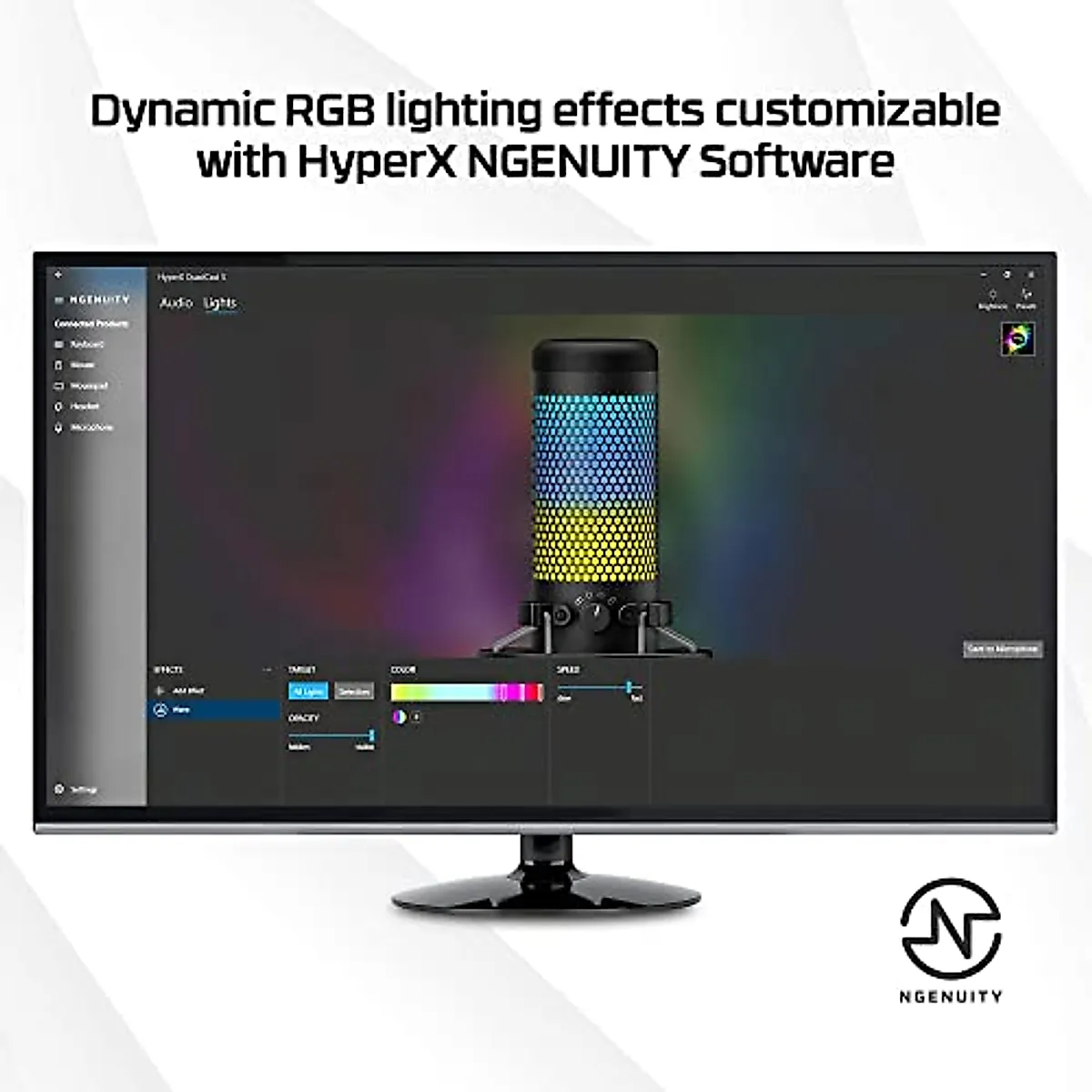 HyperX QuadCast S RGB USB Condenser Microphone for PC, PS4 and Mac, Anti-Vibration Shock Mount, Four Polar Patterns, Pop Filter, Gain Control, Gaming, Streaming, Podcasts (Renewed)