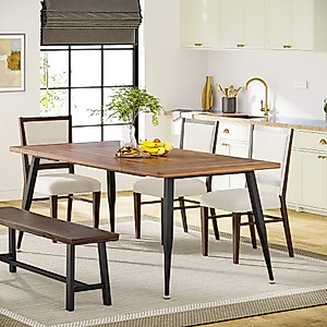 LITTLE TREE 70.9 Inch Large Rectangular Dining Table Kitchen Furniture,Brown+Black