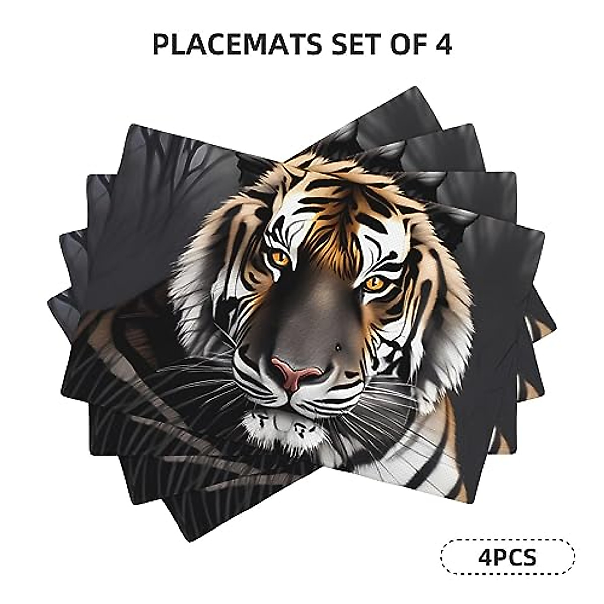Tiger at Rest Double Linen Placemats 30 X 45 Cm - Set of 4 Heat-Resistant Foldable Placemats for Home, Restaurants and Hotels