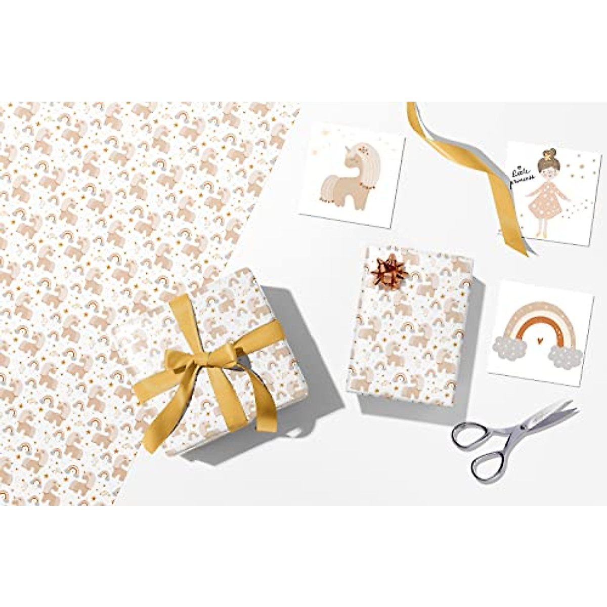 Gift Wrapping Paper - Unicorn Wrapping Paper Birthday Girl -3 Wrapping Paper Sheets (25"x35") Cards & Ribbon - Unicorns Gifts for Girls, Kids Birthday Wrapping Paper Girls, Rainbow Wrapping Paper Kids Wrapping Paper & Baby Shower Wrapping Paper Girl