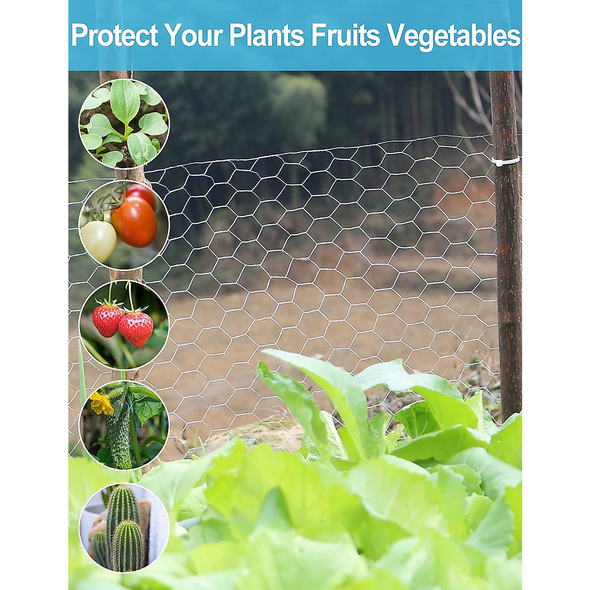 16in x 82ft Chicken Wire, TOYPOPOR 40cm x 25m Poultry Wire Netting Hexagonal Galvanized Mesh Garden Fence Barrier for Pet Rabbit Chicken Fencing (16In x 82FT)