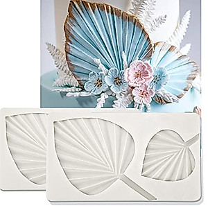 MOVNO 2 Pack Silicone Leaf Mold, Fan Leaf Silicone Cake Baking Mold Fondant Tools, Chocolate Candy Flower Molds Tools for Cake Decoration, Polymer Clay Molds Crafts Making Tool for Birthday Gifts