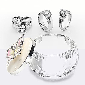 LASODY Butterfly jewelry Storage Box for Rings Earrings Necklace Treasure Chest Organizer Jewelry Keepsake Gift Box Case for Girl Women (Butterfly w/Crystal Box, Silver Plate)