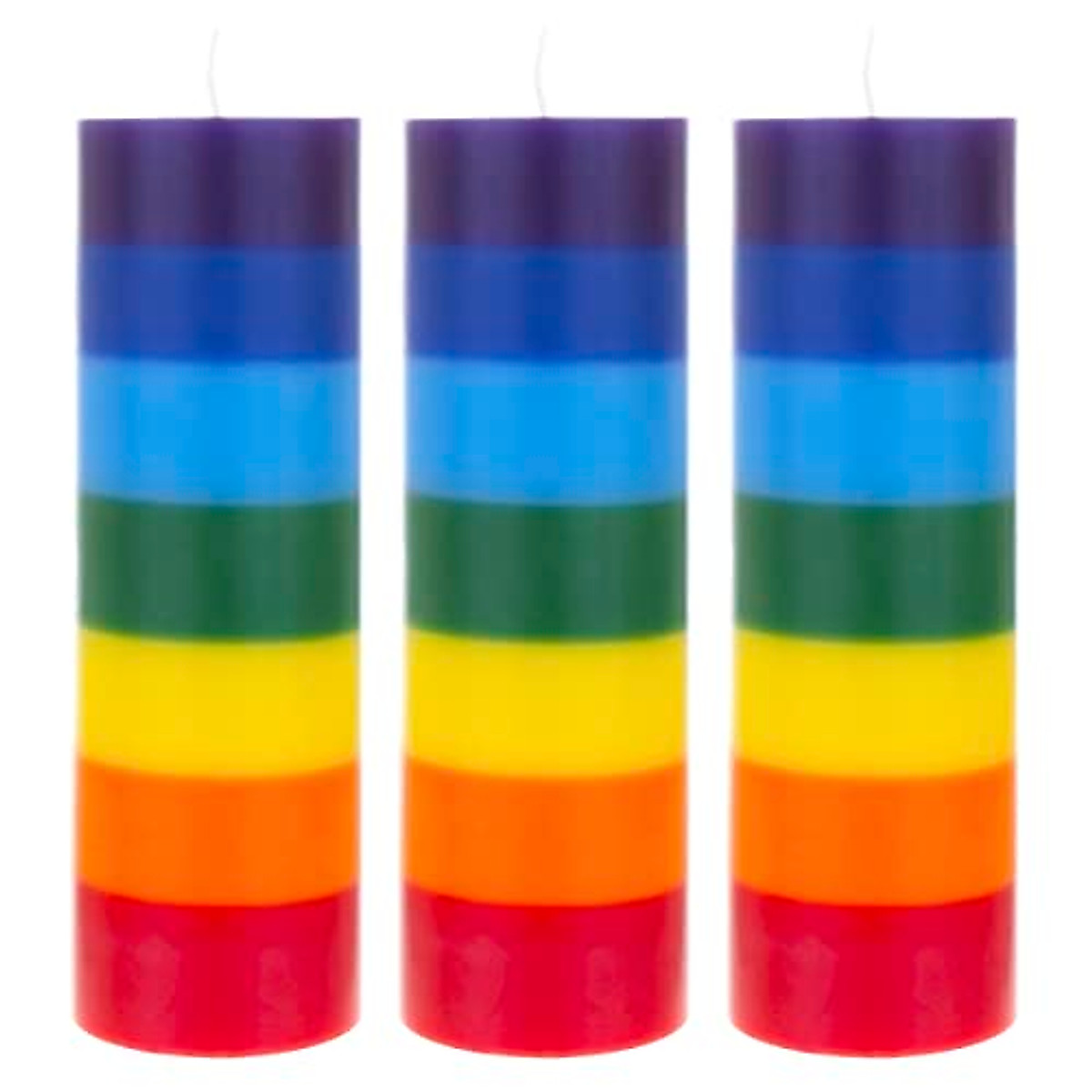Mega Candles 3 pcs Unscented Multi Color Chakra Round Pillar Candle, Hand Poured Premium Wax Candles 3 Inch x 9 Inch, Cotton Wick, Positive Energy, Meditation & Relaxation