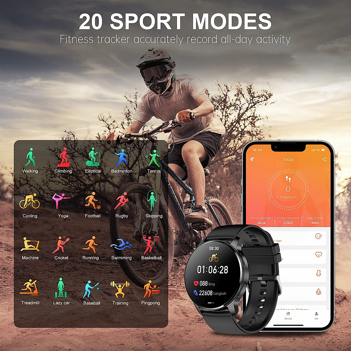 Lefitus Smart Watch for Men Women, Bluetooth Smartwatch Make/Receive Calls, 1.32" Touch Screen IP67 Waterproof Women Fitness Watch with Heart Rate Sleep Monitor Blood Pressure Watch for iOS Android