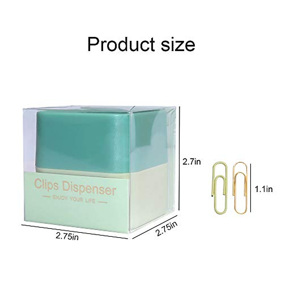 Mutibey 100 Pcs 1.1" Paper Clips in Avocado Green Magnetic Paperclips Holder Dispenser Bookmarks Office Supplies Cube Desk Organizer