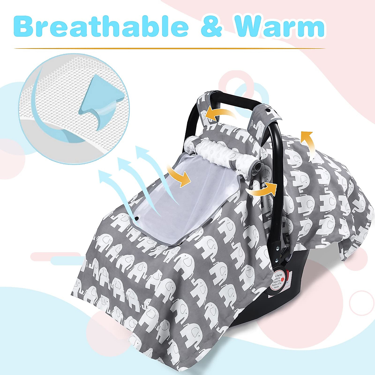 Car Seat Cover for Babies, Cotton Opening Minky Carseat Canopy for Newborn, Multiuse, Mom Nursing Breastfeeding Covers, Minky Blanket for Infant Toddler (Green)