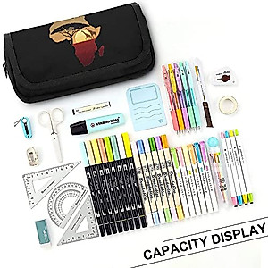 African Safari Giraffe Pencil Case with Two Large Compartments Pocket Big Capacity Storage Pouch Pencil Bag for School Teen Adult