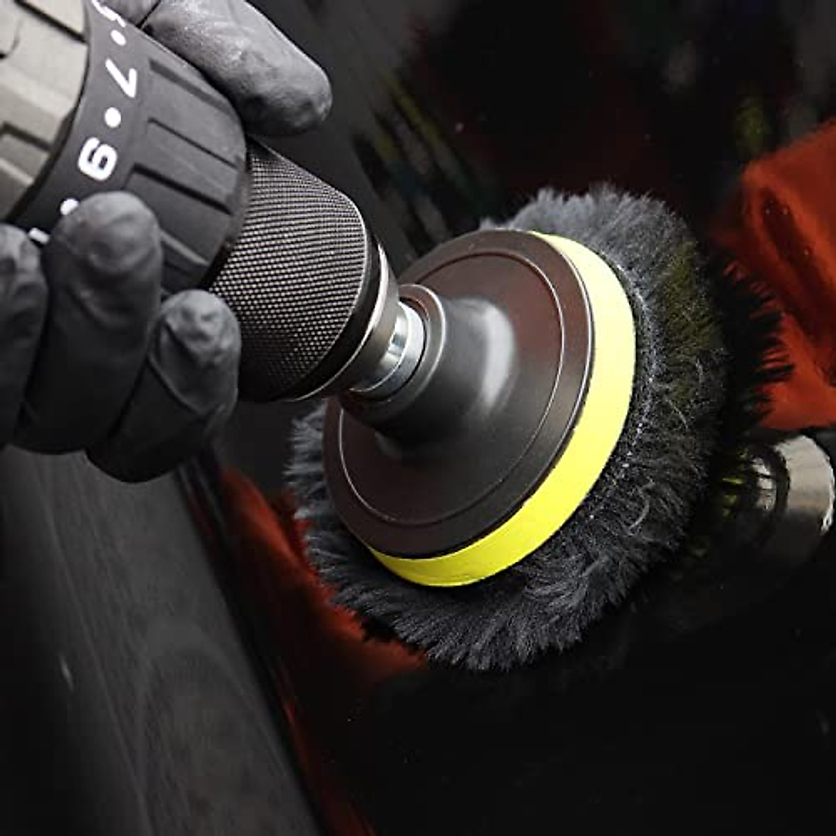 SPTA 3 Inch (75mm) Wool Buffer 3" Wool Buffing Pad Lambwool Wool Buffing polishing Pads, 6 Pcs Kit with Hook & Loop 5/8"-11 Thread Drill Adapter for Car Polishing and Buffing