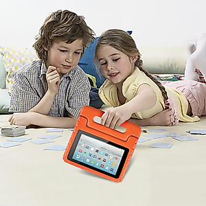 CAM-ULATA for iPad 9.7 Case Kids 2018/2017 Folio Stand Lightweight Kids Friendly for iPad Air 1 iPad Air 2 Protective Cover Handle Shockproof iPad Apple case 5th Generation 6th Generation Orange