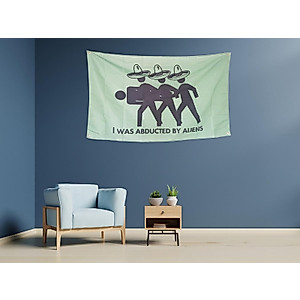 OINEIZ I Was Abducted By Aliens Funny Flags for Room Guys Teen College Dorm, 3x5 Outdoor Meme Cool Flags Boys Man Cave Fun Cheap Party Bedroom Frat House Wall Décor (Green-2)