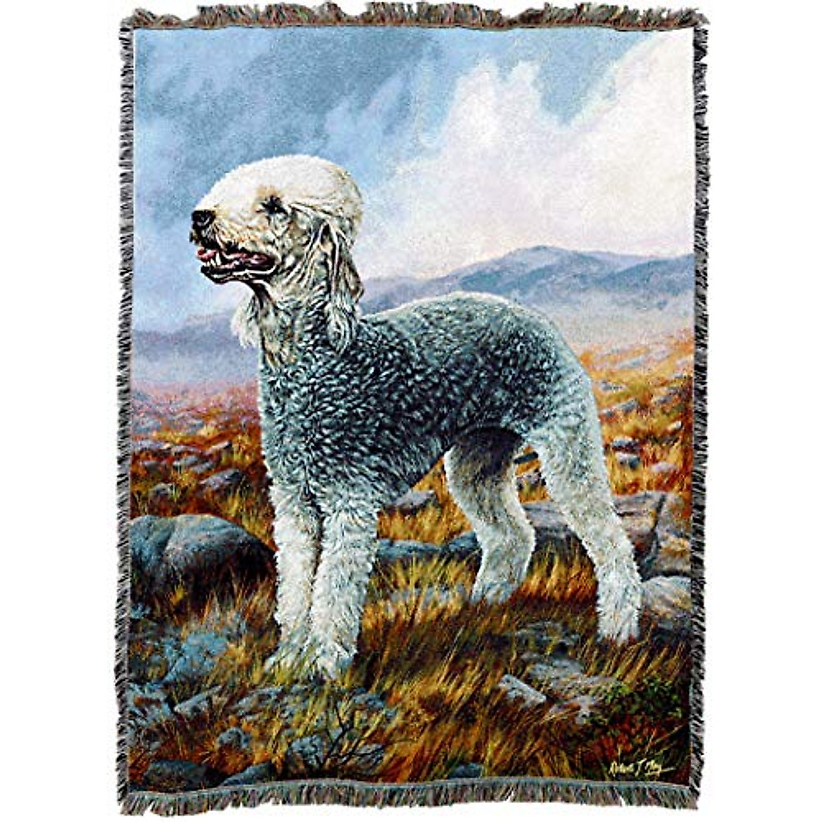 Pure Country Weavers Bedlington Terrier Blanket by Robert May - Gift for Dog Lovers - Tapestry Throw Woven from Cotton - Made in The USA (72x54)
