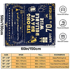 70th Birthday Gifts for Men, 70th Birthday Gifts for Him, 70 Year Old Birthday Gifts for Men, 70th Blanket 70th Birthday Decorations for Men, Gift for 70th Birthday Men, Navy Blue Blanket 60Lx50W Inch