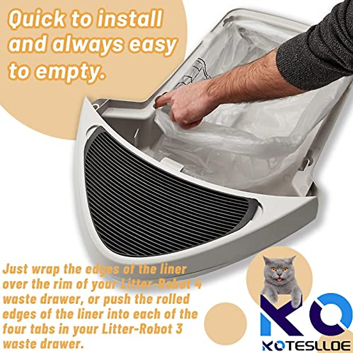 50 Pack Liner Bags for Litter Box Automated, Waste Drawer Liners Compatible with Litter Box Robot, 9-11 Gallons Jumbo Liners for Cat Litter Box