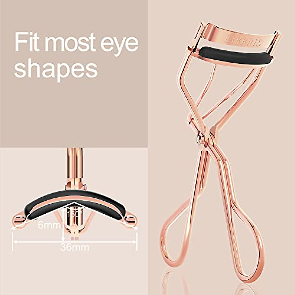 Larbois Eyelash Curler with 5 Extra Refill Pads ＆ Velvet Bag, Professional Eye Lash Curler No Pinching, No Pain and No Pulling, Make up Tool for Perfect Curl in Seconds (Rose Gold)