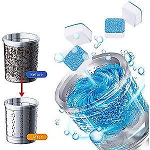 HONANK 15 Pcs Solid Washing Machine Cleaner, Triple Decontamination Effervescent Cleaning Tablets Detergent Cleaner Washer Cleaner,Deep Cleaning Remover for Bath Kitchen Room