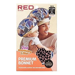 Red by Kiss 2-in-1 Mommy & Me Bonnet Sleeping Caps Hair Bonnet Hair Wrap (Leopard)