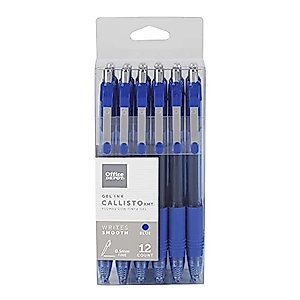 Office Depot Soft-Grip Retractable Gel Pens, Extra Fine Point, 0.5 mm, Transparent Blue Barrel, Blue Ink, Pack Of 12 Pens