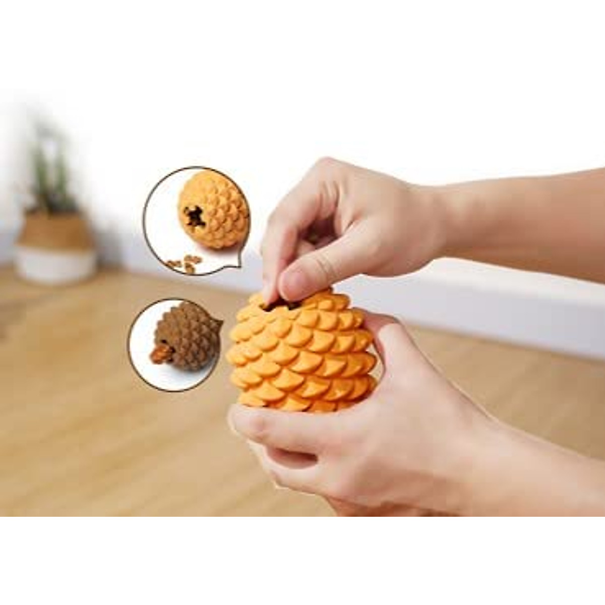 Mewajump Heavy Duty Pinecone Durable Natural Rubber Dental Teeth Cleaning Dog Feeder Chew Toy for Large and Medium Dogs- Insert Food or Treats Inside!