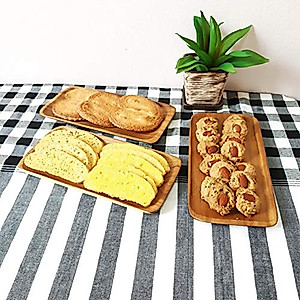 Canbella Serving Platter Teak Wood Rectangular - Serving Tray 5 x 10 inches Set of 3 Party Wooden Platters Wood Tray for Display Fruit Snacks Dessert Appetizer Sushi Food Decorative