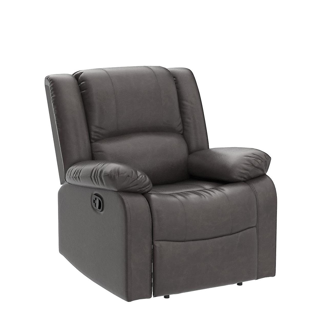 RISAR Oversized Rocker Recliner Chair, Ergonomic Nursery Manual Rocking Armchair Upholstered Thick backrest & Removable armrest Single Sofa Chair for Living Room (Dark Grey)