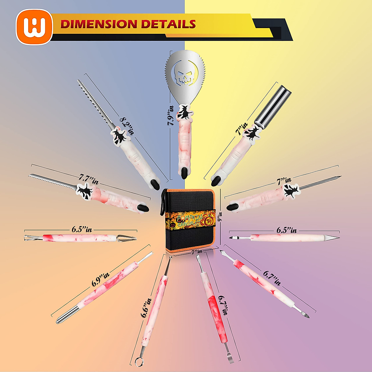 Pumpkin Carving Kit with Stencils Ebook & Carrying Case, 22 PCs Heavy Duty Stainless Steel Knife Professional Sculpting Tool Set for Kid Adult