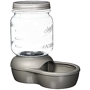 Petmate Mason Inspired Replendish Gravity Feeder, Food Dispenser for Dogs and Cats, 2 lb, Silver