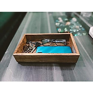 Antique Handmade Mango Wood Guest Towel Holder Vanity Tray Bathroom Accessory Trays Brown 10 x 6 inches