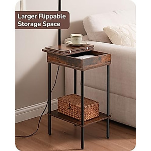 EDISHINE Floor Lamp with Table, Side Nightstand Light with 1 Drawer and 1 Shelf, Bedside Shelf Floor Lamp, Small End Table with Reading Lamp for Living Room Bedroom, Den