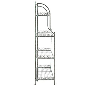 SAFAVIEH Outdoor Collection Amaris Victorian Antique Dark Green Wrought Iron 4-Tier Baker's Rack