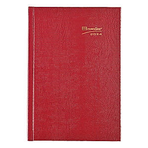 Brownline 2024 Traditional Daily/Monthly Planner, Untimed Journal, 12 Months, January to December, Perfect Binding, 8.25" x 5.75", Bright Red (CB389.RED-24)