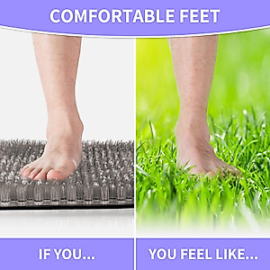 Yolife Shower Foot Scrubber Mat, Anti-Slip Bath Mat with Scrub Bristles, Soft Shower Foot Massager with Strong Suction Cups for Soothe Achy Feet, 25.6" x 13.4"
