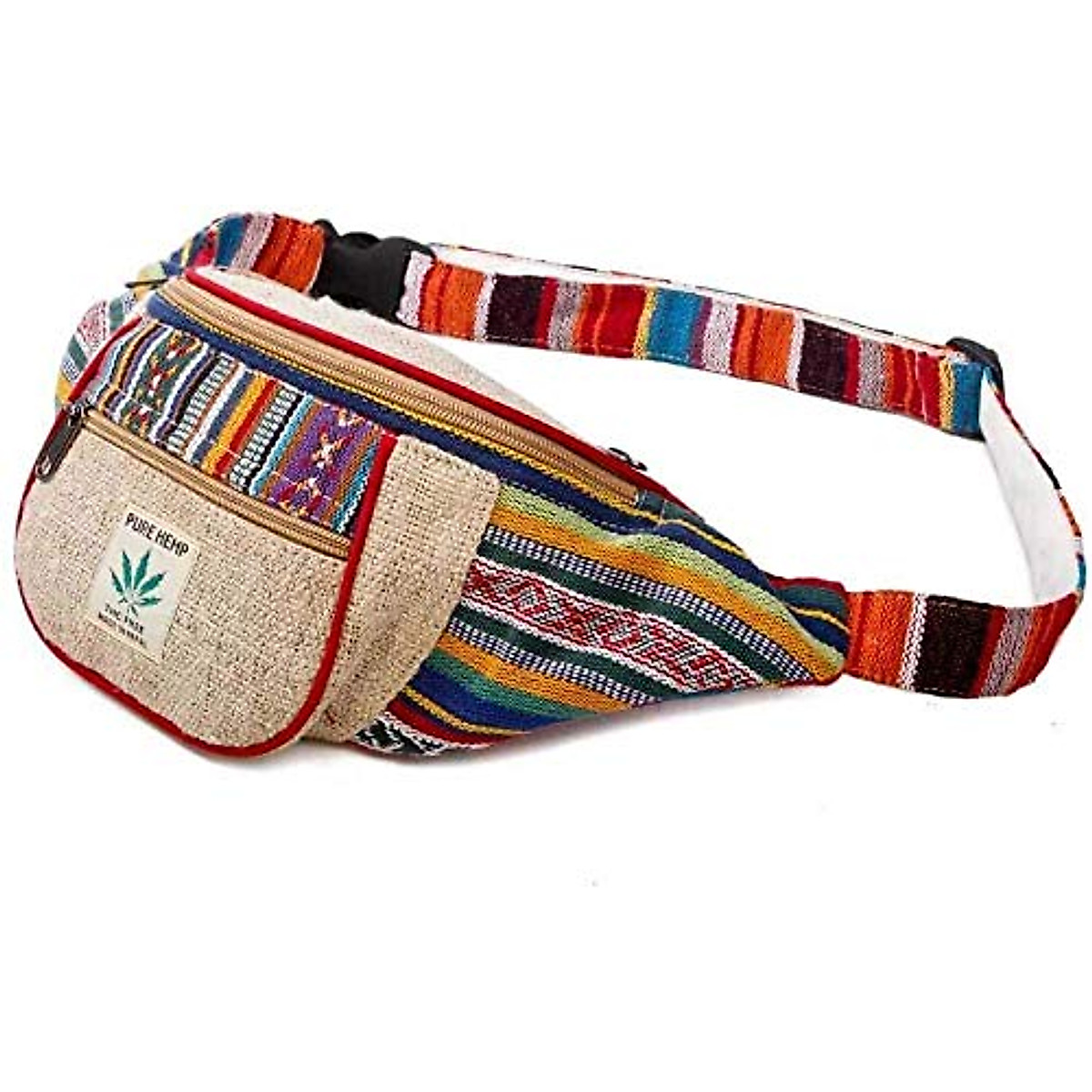 Fanny Pack Fringe/Phanny pack-Handmade Fanny packs with Pure Himalayan Hemp for Men and Women Festival Bag Belly Fanny Pack Bum Bag Boho Fanny Pack for Dog Walking - Hip Waist Bag Small Hippie