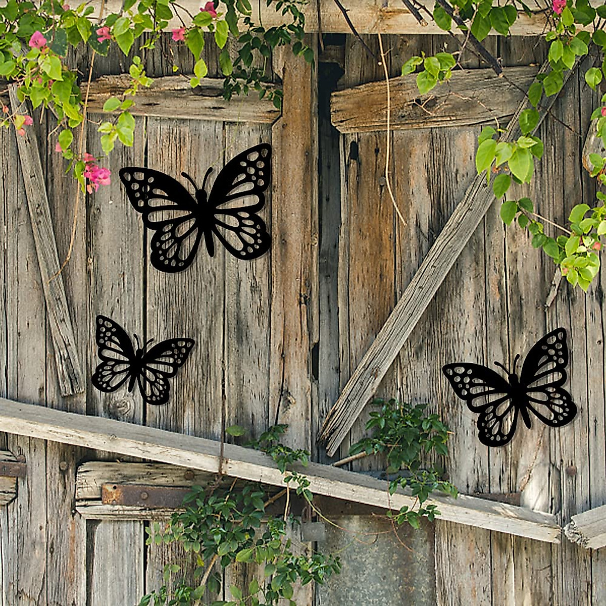 Butterfly Wall Art Decor, 3 Acrylic Wall Art Sculptures Insect Wall Decoration Sticker Laser Cut Hanging Home Decoration Sign for Indoor Outdoor Home Garden Living Room Bedroom (Butterfly - Black)