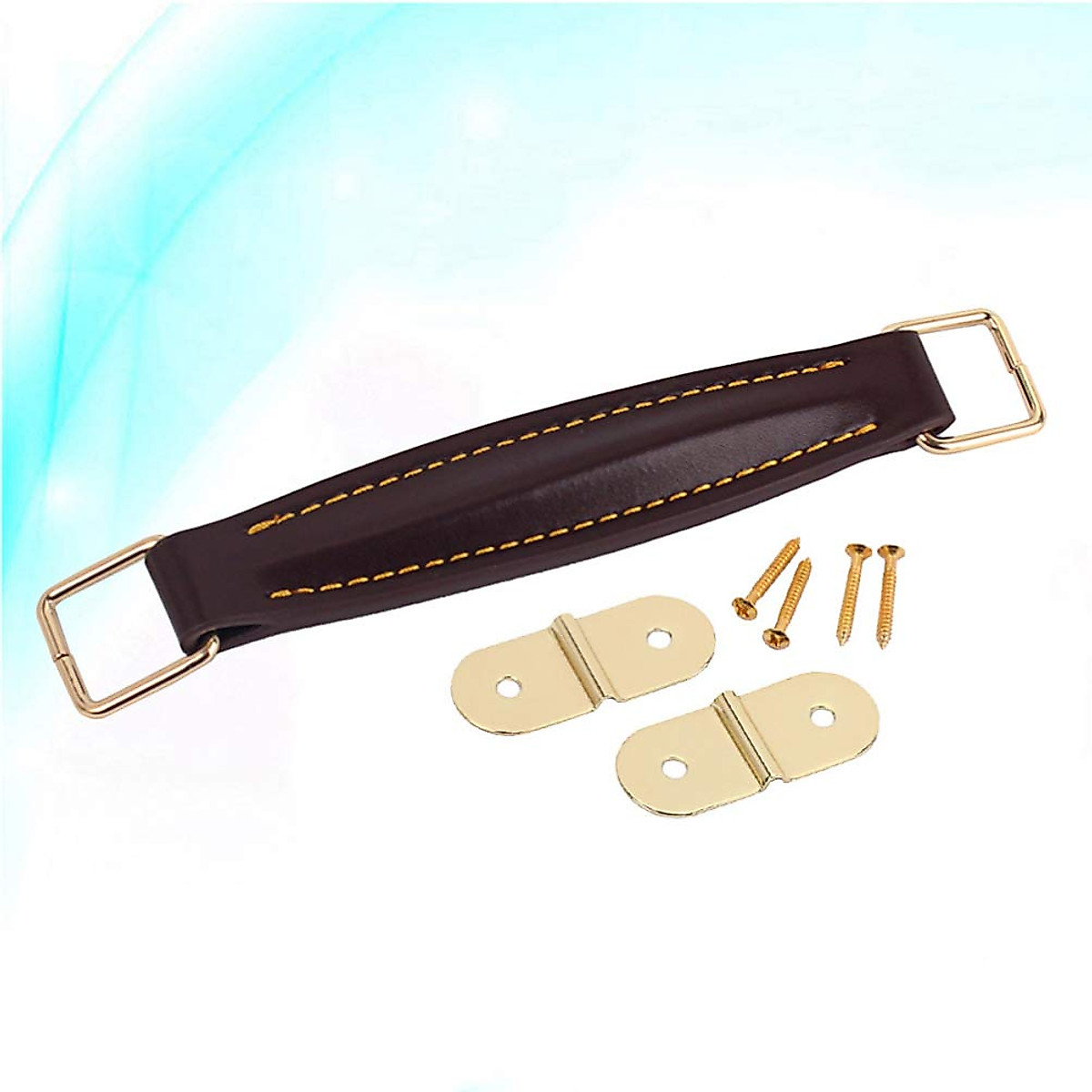 Amplifier Handle Leather Strap PU Leather Handle Replacement Parts with Mounting Screws for Guitar Audio Amplifier, 1 pcs (Coffee)