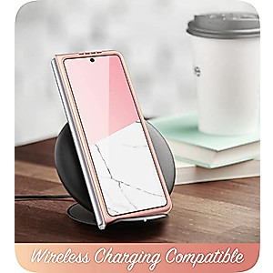 i-Blason Cosmo Series Case for Samsung Galaxy Z Fold 3 Case 5G (2021), Slim Stylish Protective Bumper Case with Built-in Screen Protector (Marble)