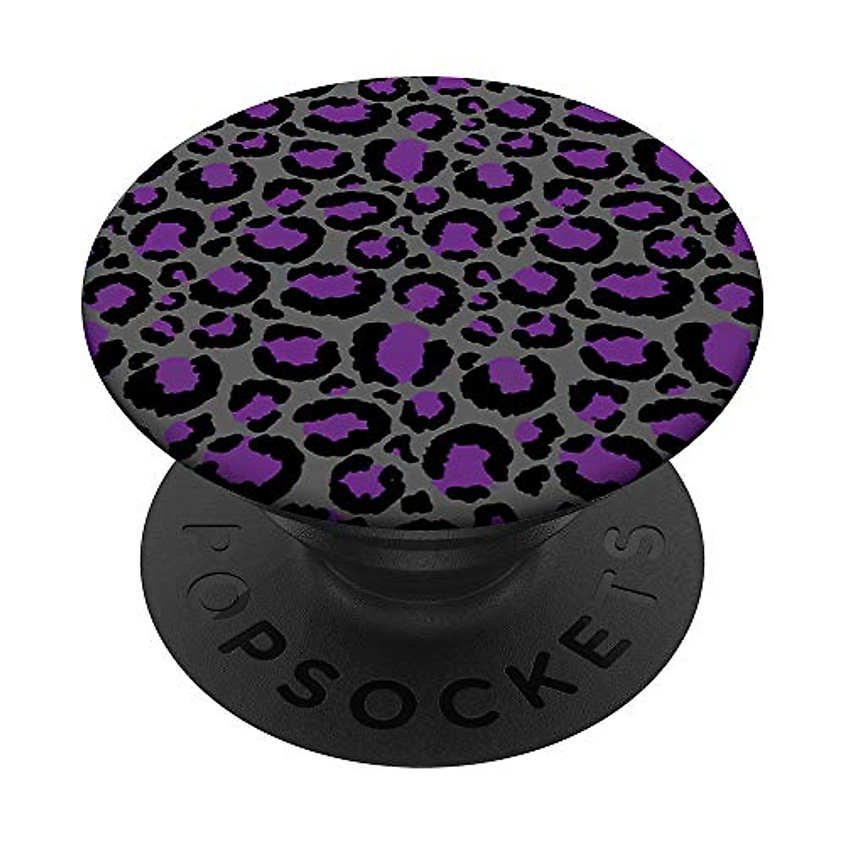 Dark Grey Violet Purple Black Spot Cheetah Leopard Print PopSockets Swappable PopGrip