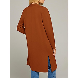 MEROKEETY Womens Fall Long Sleeve Dressy Cardigan Classy Loose Cozy Knitted Long Sweater Jackets, Caramel, L