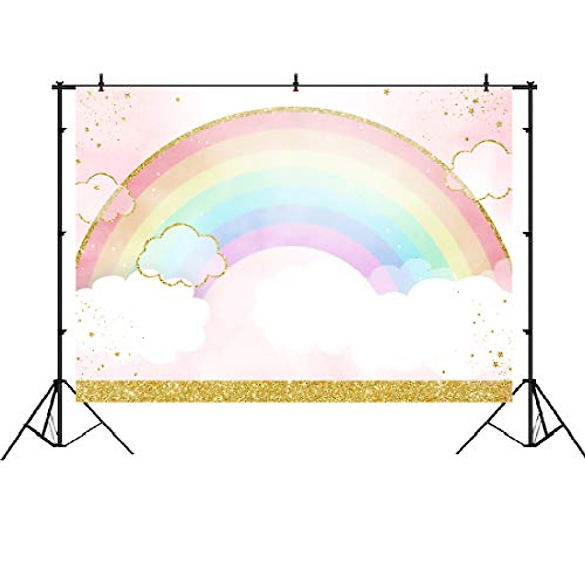 Ticuenicoa 7x5ft Rainbow Backdrop Baby Shower Background Pink Gold 1st Birthday Photography Backdrops Watercolor Cloud Girls First Birthday Party Decorations Cake Table Banner Kids Photo Booth Props
