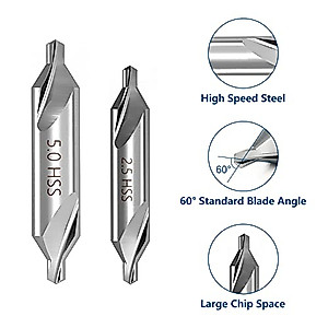 6 PCS HSS Center Drill Bits Set Combined Countersinks Tool 60 Degree Angle Lathe Mill Metalworking 5/3/2.5/2/1.5/1mm