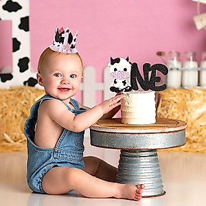 Pink Cow Birthday Party Hat/Crown - Western-Themed First Birthday Crown for Baby Girl, Party Decorations and Photo Props