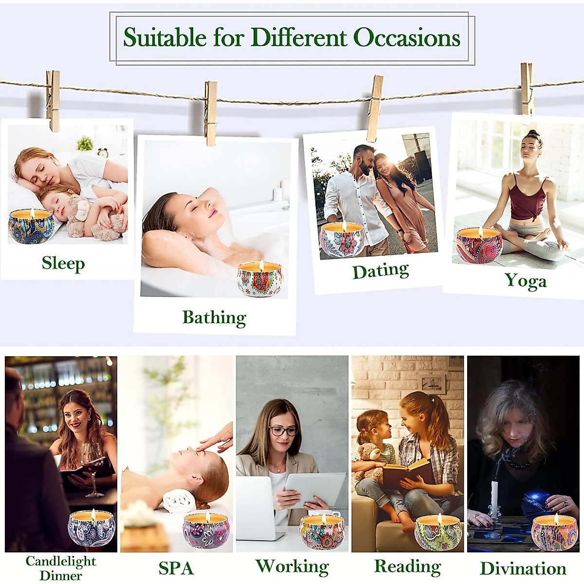 Scented Candles Gift Set for womem, 9 Pack Aromatherapy Candles for Home Scented, 180 Hour Long Lasting Soy Candle Lavender Candle Birthday Chrismas Gifts for Women Mom Bath Spa Yoga Candles