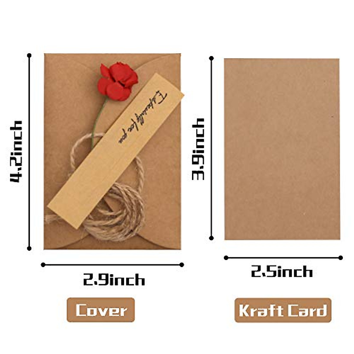 JOHOUSE Holiday Cards Dried Flowers Greeting Cards, 50PCS Handmade Vintage Kraft Blank Note Card Thank Notes, Mothers Day Cards Bulk, Happy Spring Cards