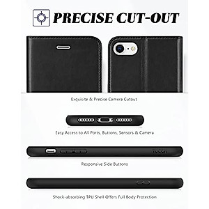 TUCCH Case for iPhone SE 2022 5G, iPhone 7/8/SE 2020 Wallet Case PU Leather Flip Folio Case Wallet with Card Slot, Stand Magnetic TPU Shockproof Inner Case Compatible with iPhone 7/8/SE2/SE3, Black